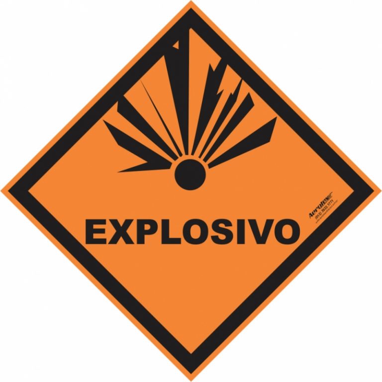 sinalização (placa) produto perigoso explosivo 30x30 PS340