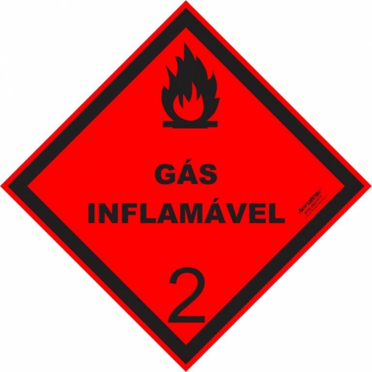 Placa Produto Perigoso - Gás Inflamável - 30x30 CM