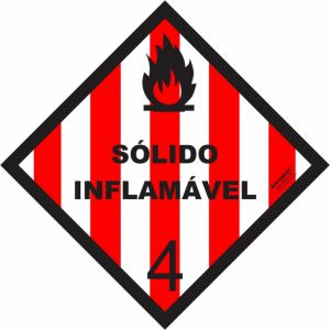 sinalização Placa Produto Perigoso solido inflamavel 30x30 cm PS344